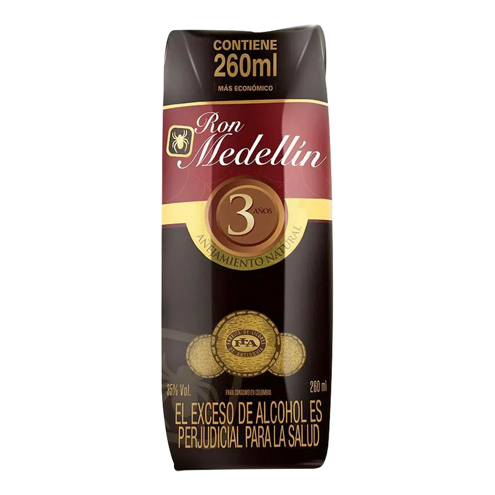RON MEDELLIN 3 AÑOS LITRO TETRA 1.050ml | Drink Central